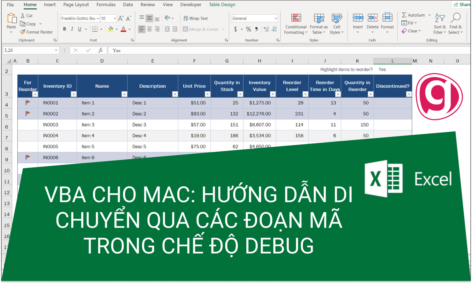 Cách di chuyển qua các đoạn mã trong chế độ Debug trong VBA trên Macbook